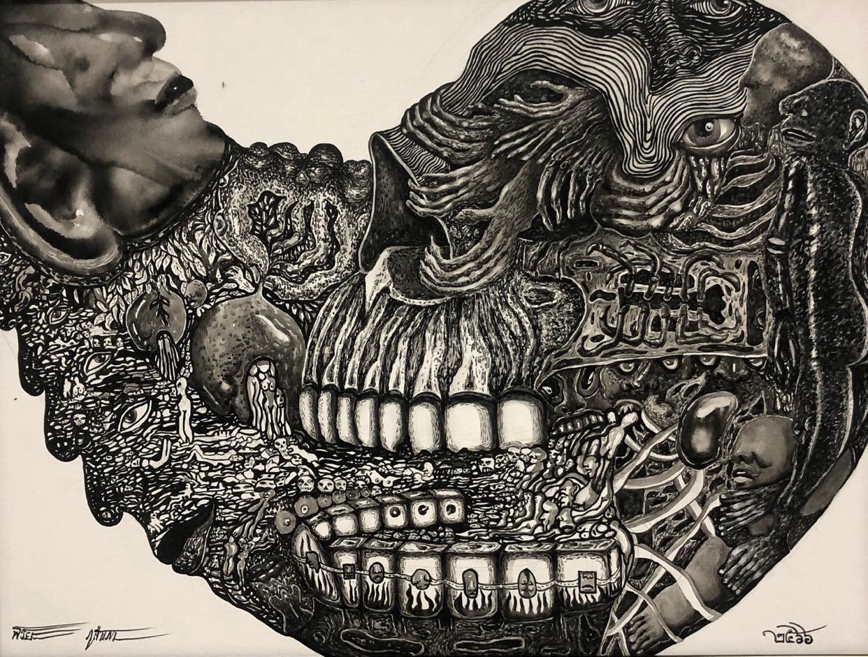 Thailand Solo Art Exhibition: Ink Drawings | Cable Sketch